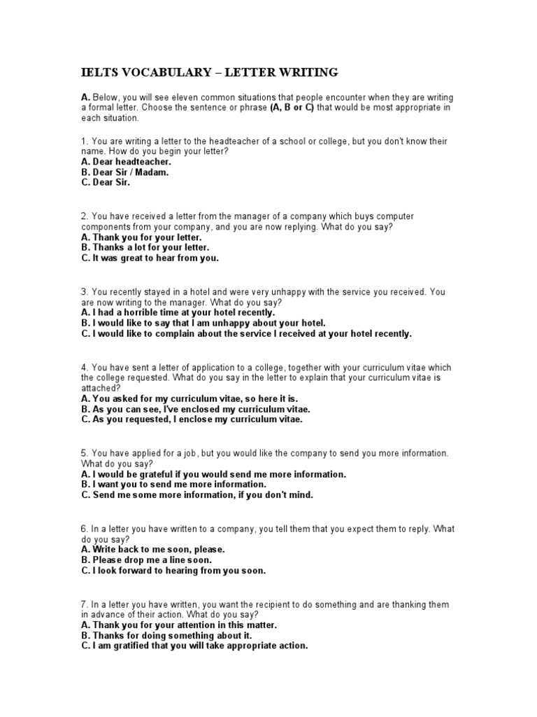 Ielts Vocabulary - Letter Writing | PDF | Paragraph