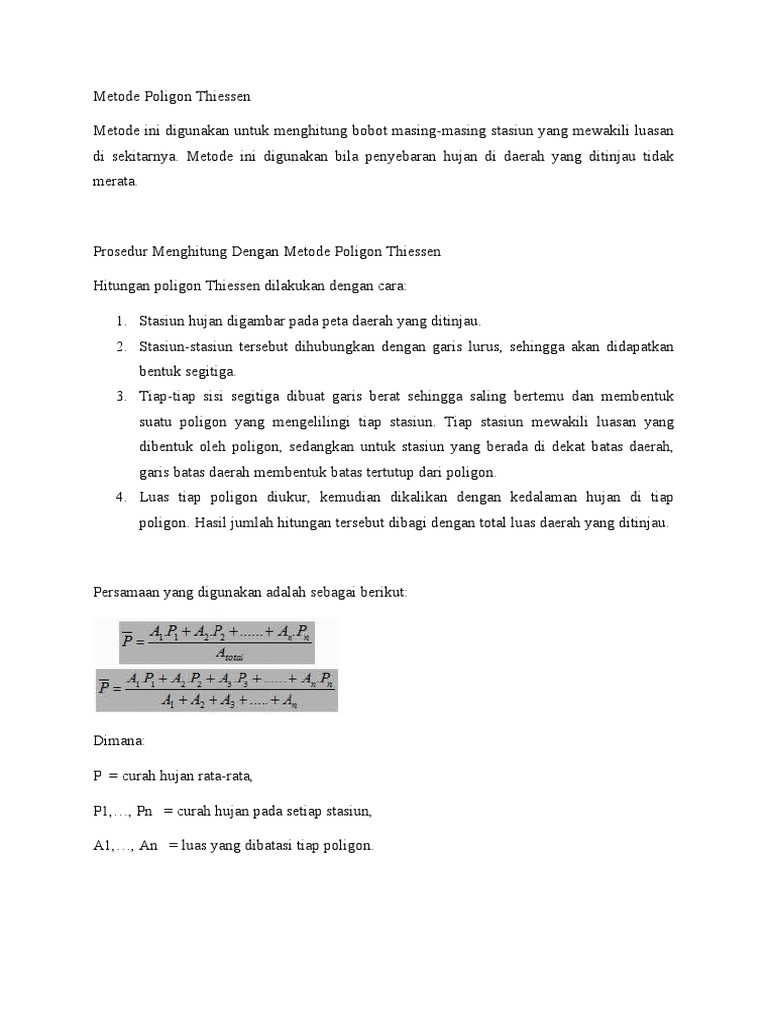 Metode Poligon Thiessen untuk Curah Hujan | PDF | Metode & Bahan Ajar ...