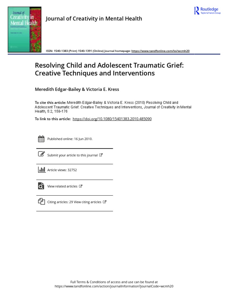 Resolving Child and Adolescent Traumatic Grief Creative Techniques and ...