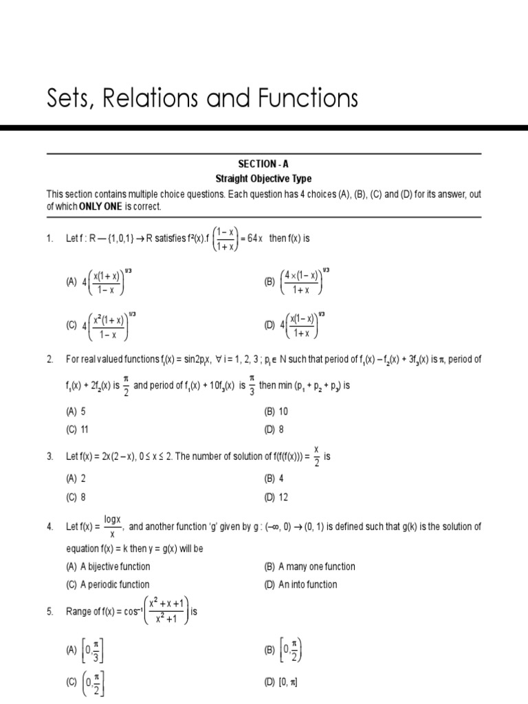 Sets, Relation and Function | PDF | Function (Mathematics) | Mathematical Concepts