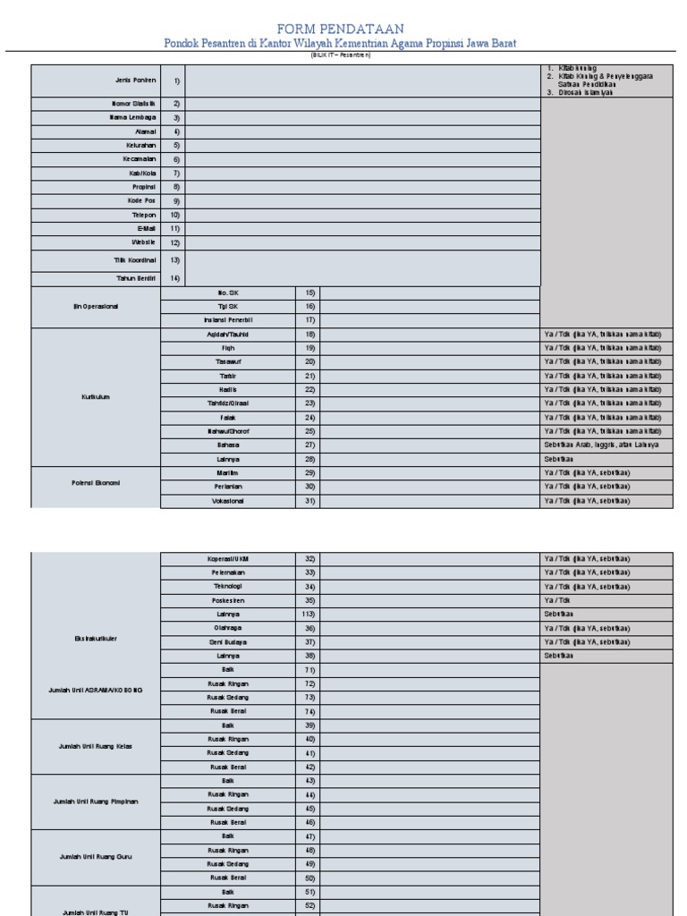 Template Form Pendataan | PDF