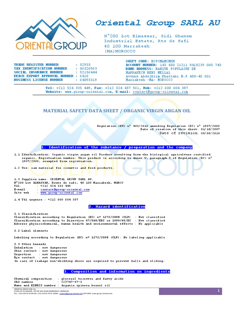 Material Safety Data Sheet Material Safety Data Sheet Cosmetic Pure ...