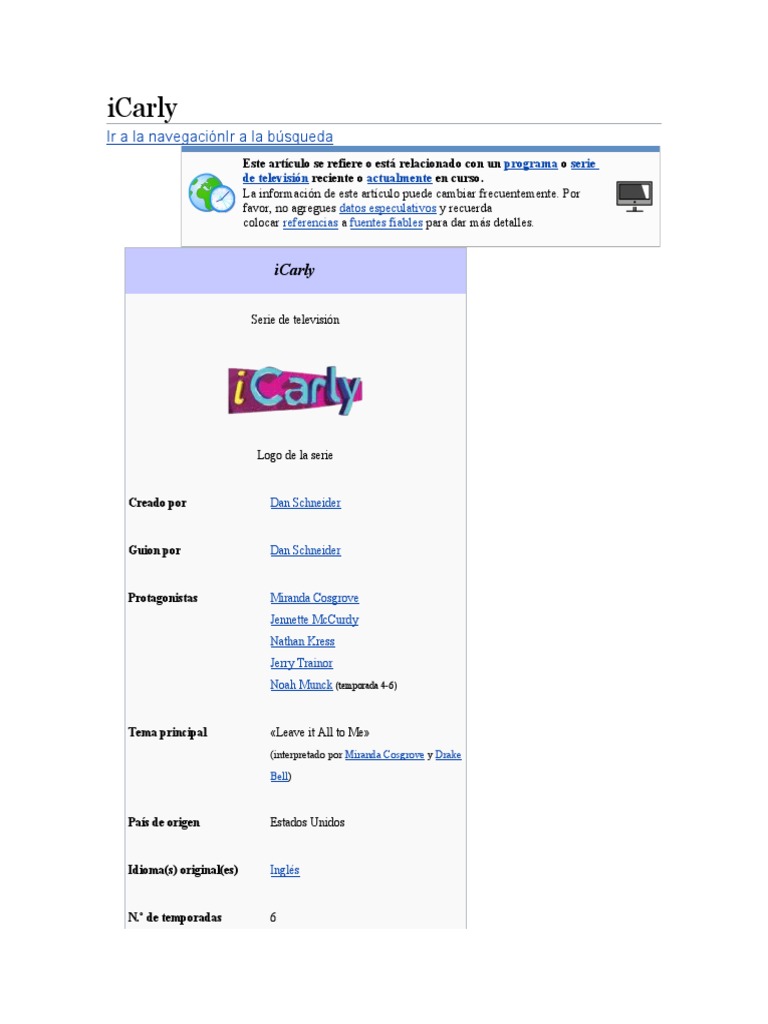 Biografia Icarly | PDF | Televisión | Medios de comunicación en masa