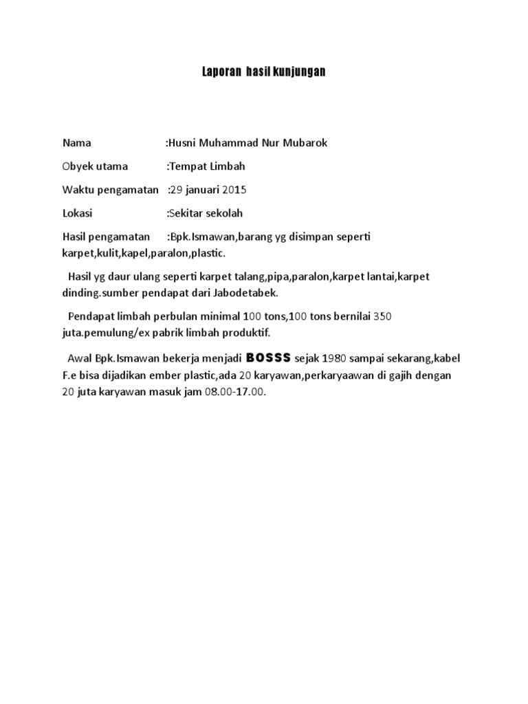 Laporan Hasil Kunjungan | PDF