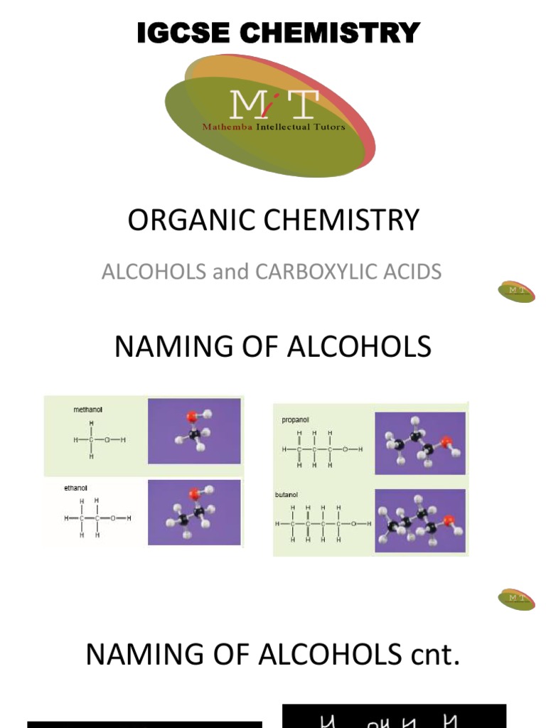 Organic Chem - Alcohols | PDF | Ethanol | Ester