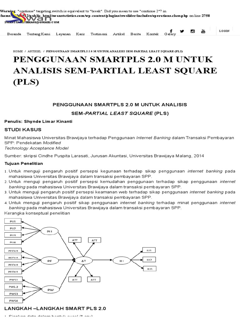 Penggunaan Smartpls 2.0 M Untuk Analisis Sem-Partial Least Square (PLS) - Swanstatistics | PDF