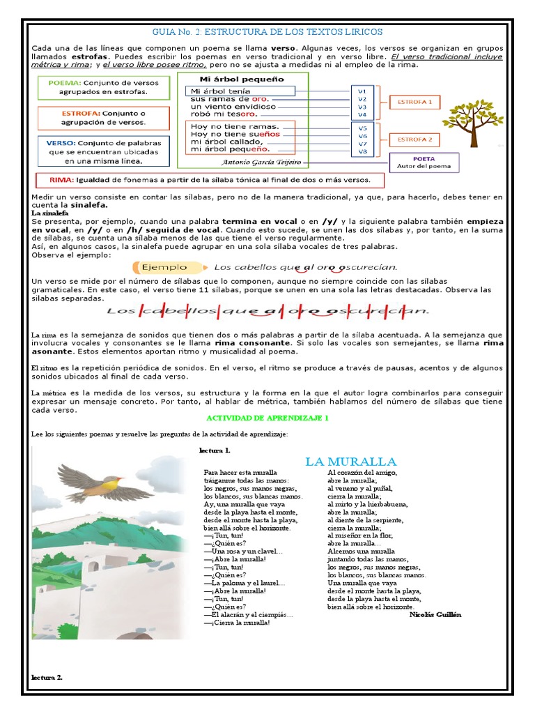 Guia 2 Estructura Del Poema Rima, Ritmo y Metrica | PDF | Rima | Ritmo