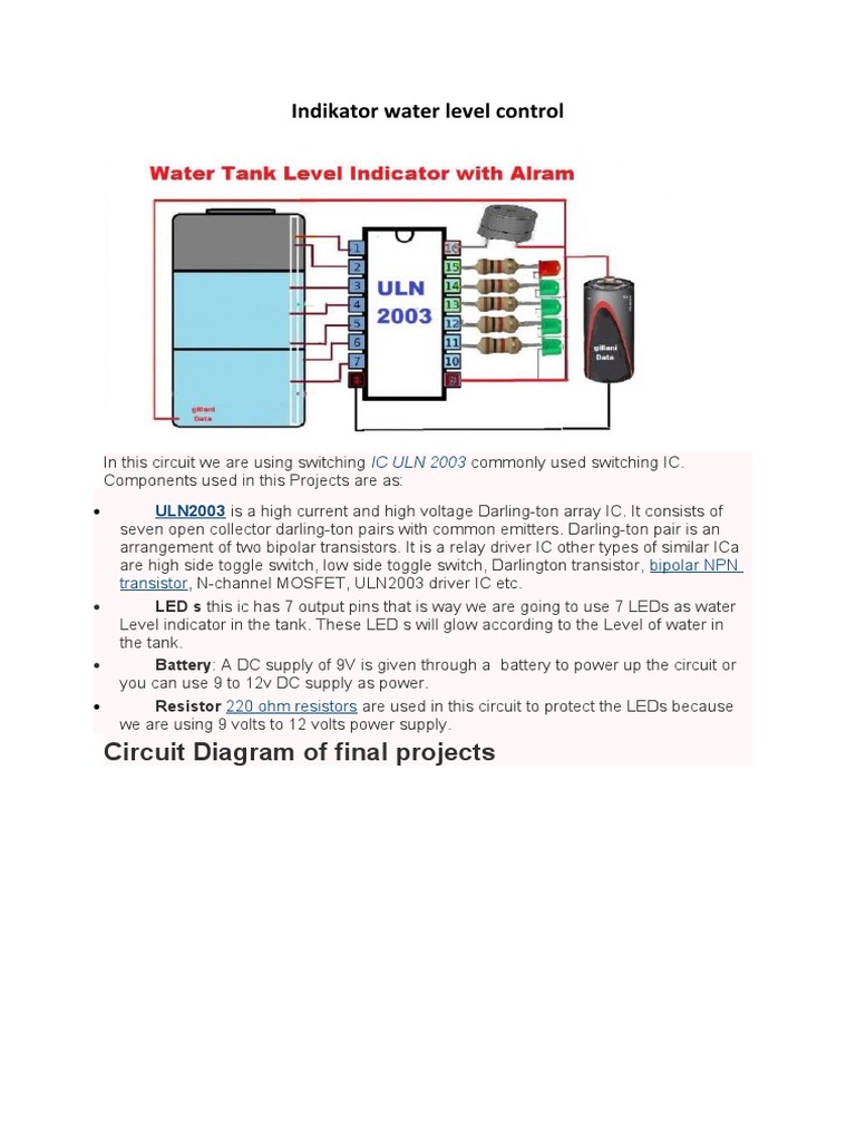 Indikator Water Level Control: Circuit Diagram of Final Projects | PDF ...