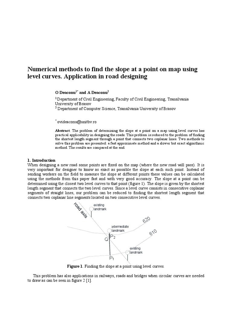 An Analysis of Numerical Methods for Calculating Road Slope Using Level ...