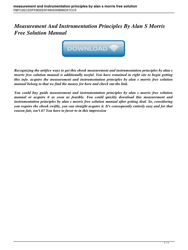 Measurement and Instrumentation Principles by Alan S Morris Free Solution Manual | PDF