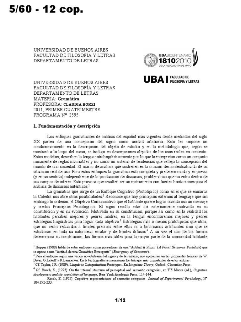 Gramatica C - Programa | PDF | Oración (Lingüística) | Predicado ...