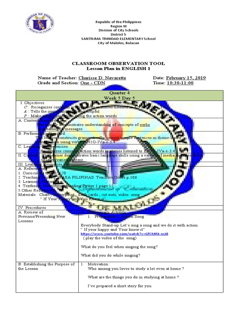 COT in English Q4 | PDF | English Language | Pedagogy