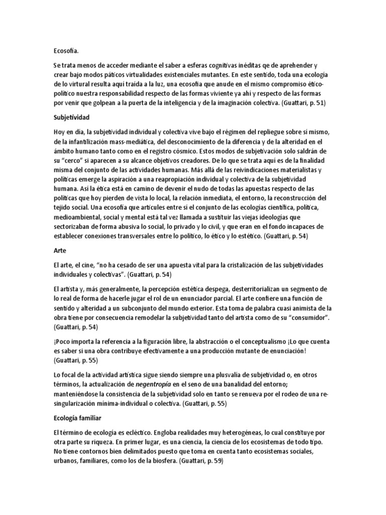 Ecosofía | PDF | Subjetividad | Ecología