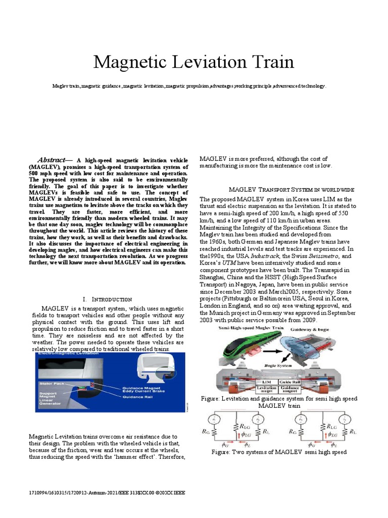 Magnetic Leviation Train Project | PDF | Magnetism | Transport