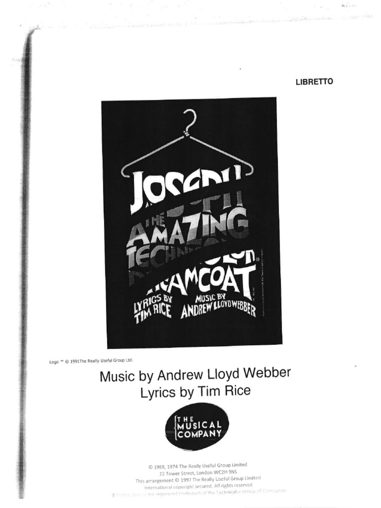 Joseph and The Amazing Technicolor Dreamcoat Script | PDF