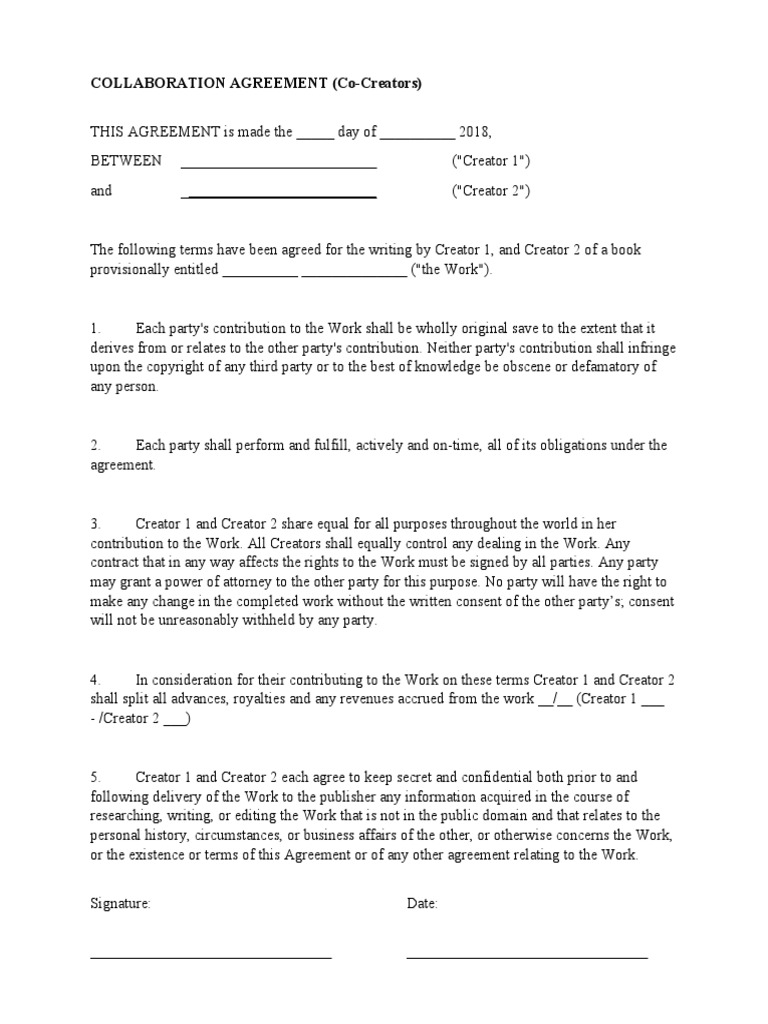 Collaboration Agreement Template | PDF
