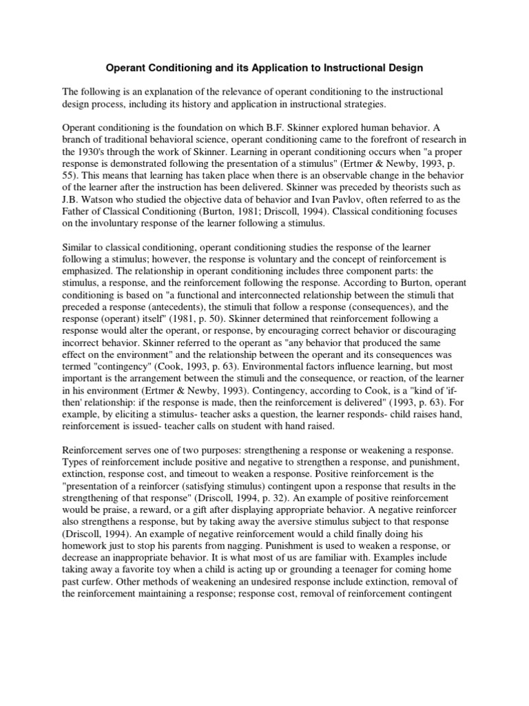Operant Conditioning and Its Application To Instructional Design | PDF ...
