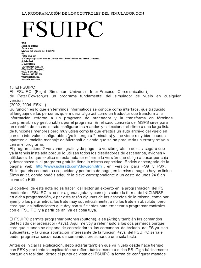 Uso Fsuipc | PDF | Teclado | Avión