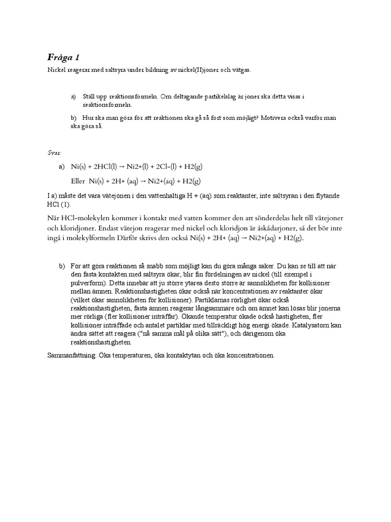 Kemi 2 Uppdrag 1 | PDF