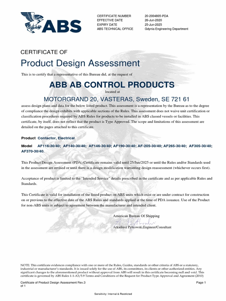 Abb Ab Control Products: MOTORGRAND 20, VASTERAS, Sweden, SE 721 61 ...