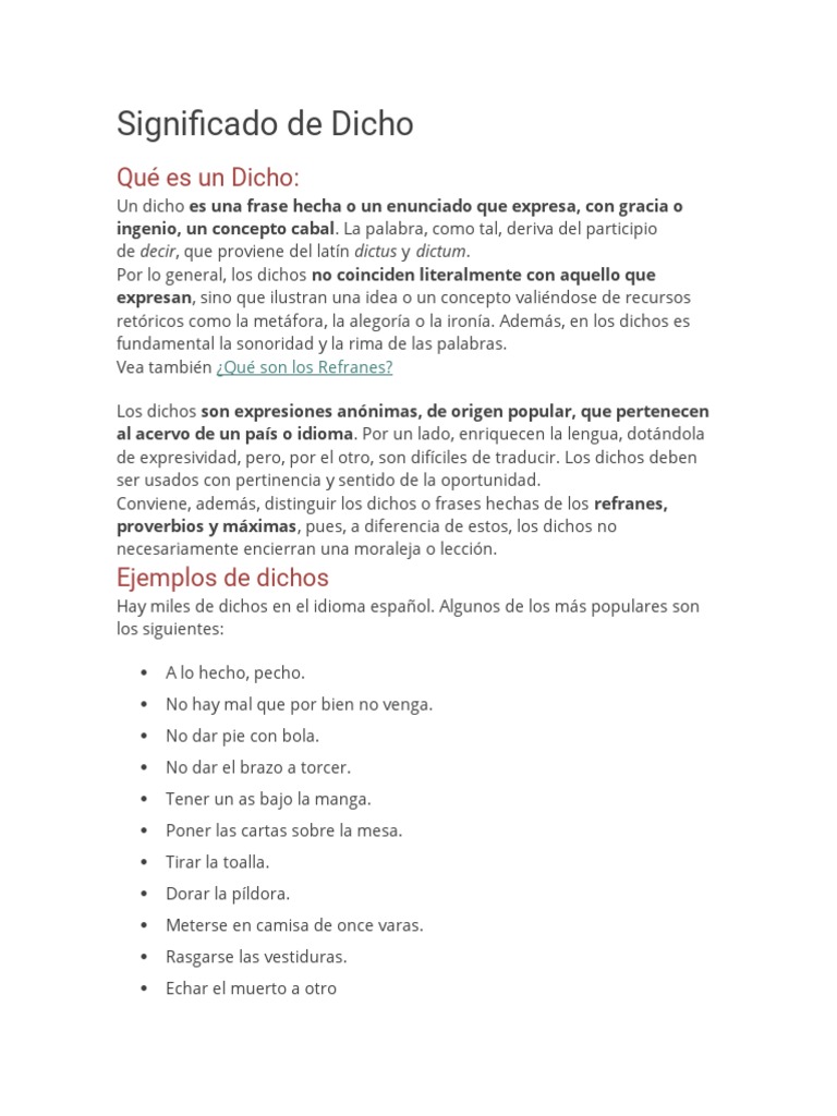 Los Dichos | PDF | Estudios de idiomas extranjeros