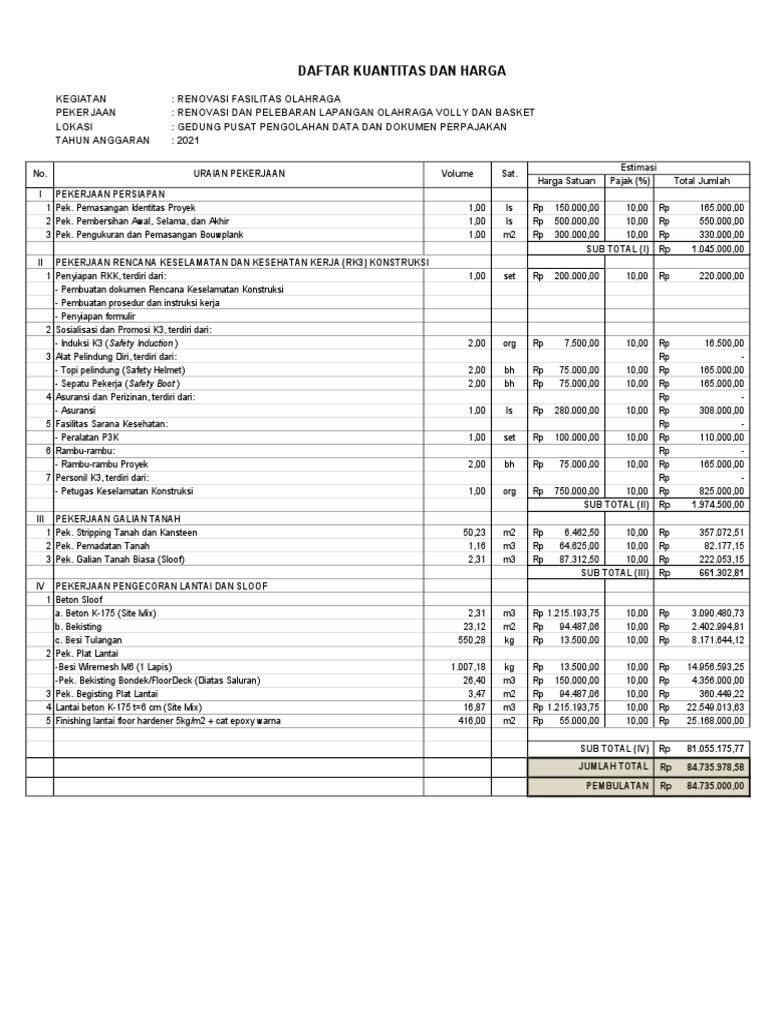 Rab Lapangan Volly | PDF