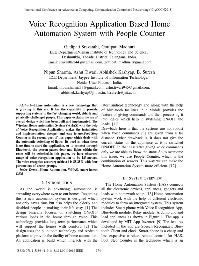 Voice Recognition Application Based Home Automation System With People ...