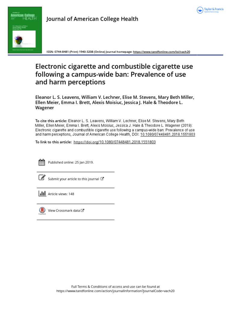 Electronic Cigarette and Combustible Cigarette Use Following A Campus ...