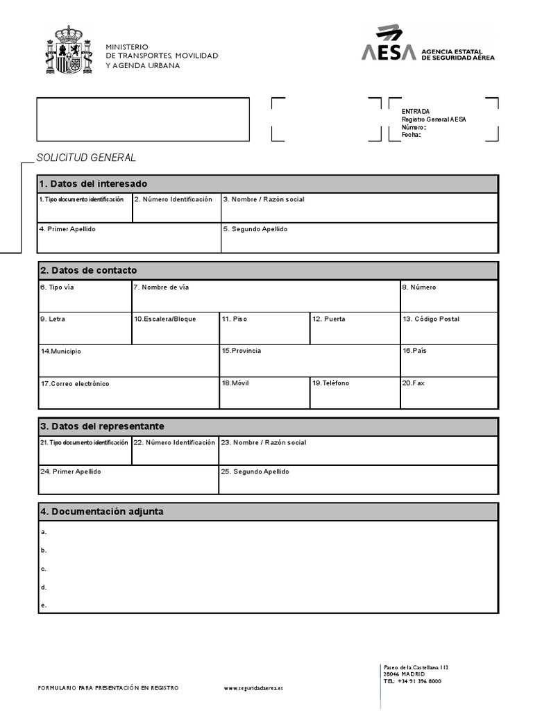 Solicitud General AESA: Instrucciones y Datos | PDF | Privacidad de la ...