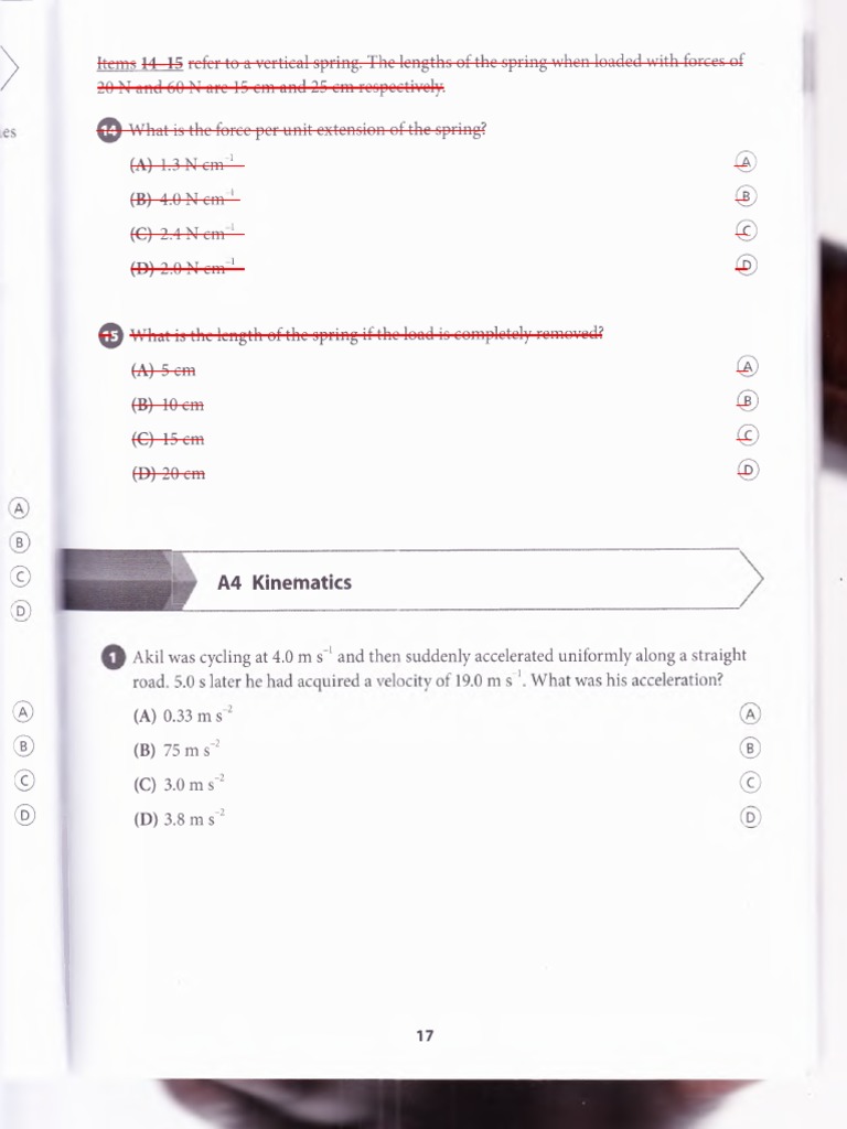 Section A (MECHANICS) - A4 (Kinematics) - Multiple Choice Questions | PDF | Acceleration ...