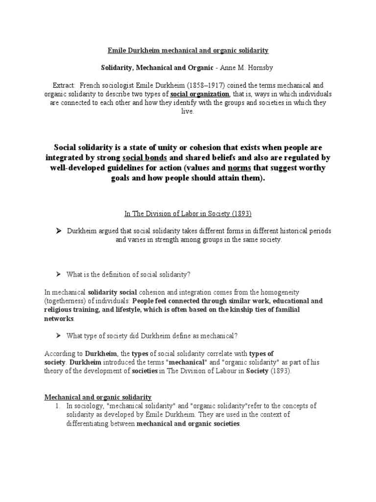 Solidarity, Mechanical and Organic - Anne M. Hornsby | PDF | Solidarity ...