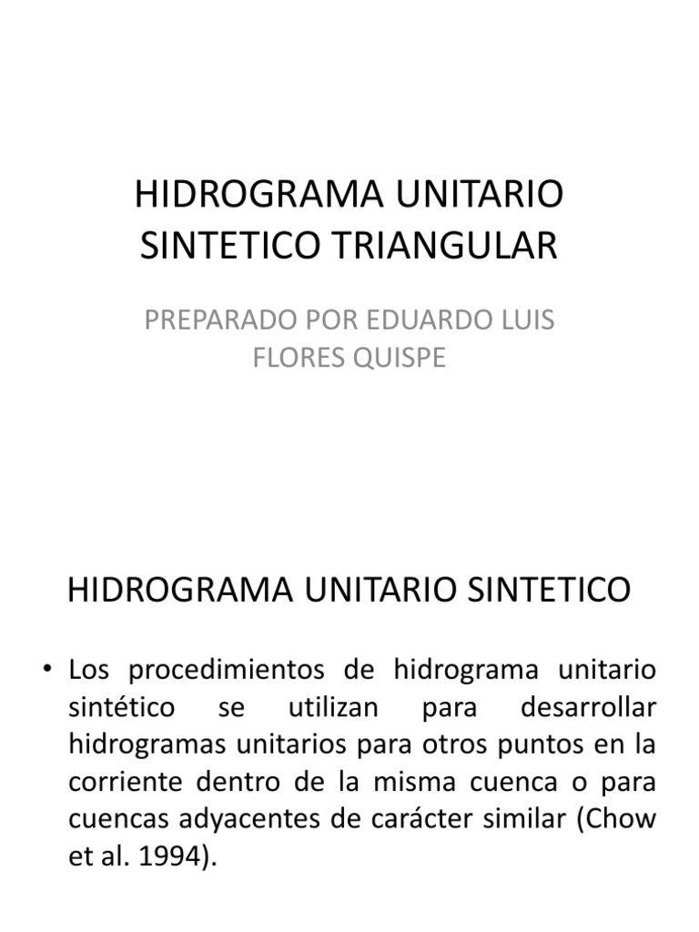Método triangular sintético del SCS para desarrollar hidrogramas unitarios | PDF