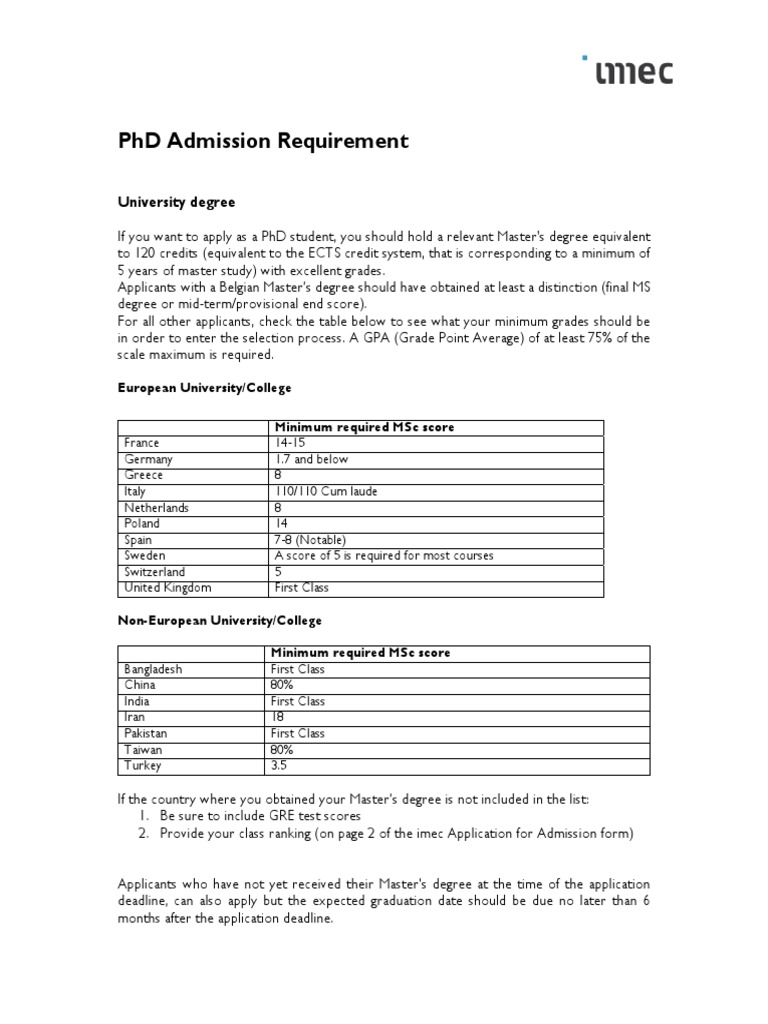 PHD Admission Requirement - 0 | PDF | Master Of Science | Master's Degree