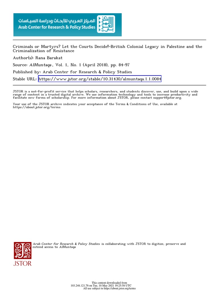 Criminals or Martyrs? Let The Courts Decide!-British Colonial Legacy in ...