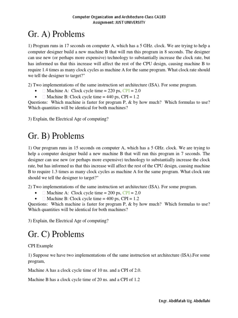 CA184 - COA - Assignment | PDF | Central Processing Unit | Manufactured Goods