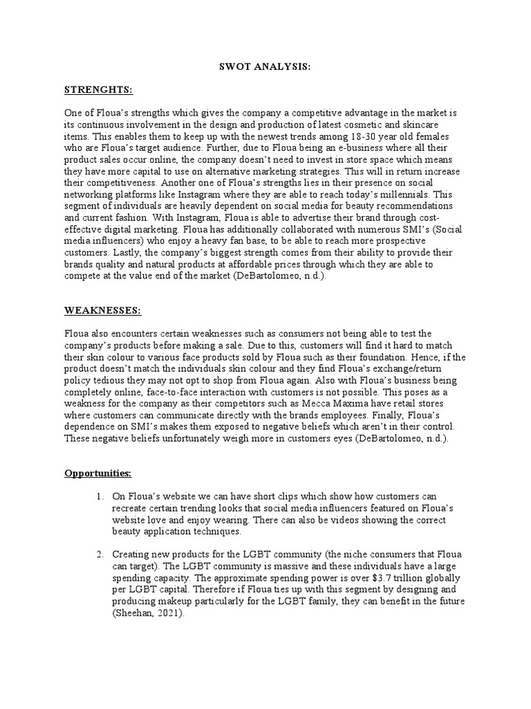 FINISHED SWOT Analysis | PDF | Cosmetics | Brand
