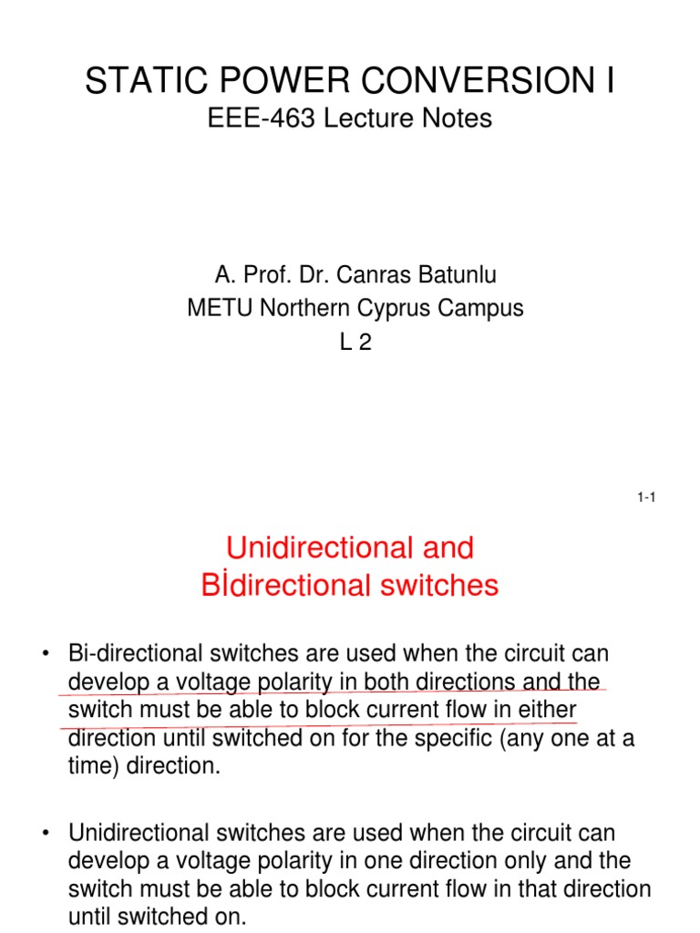 Static Power Conversion I: EEE-463 Lecture Notes | PDF | Switch | Diode