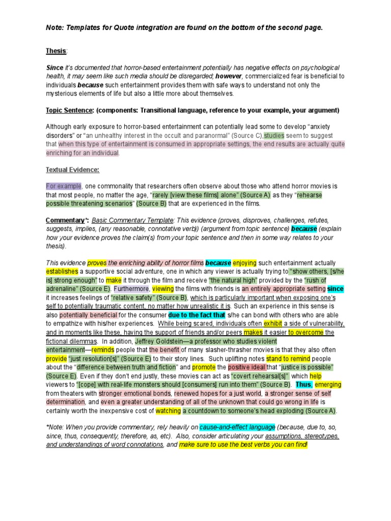 Thesis and Body Paragraphs Synthesis | PDF | Citation | Empathy