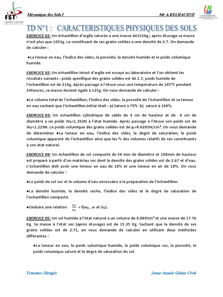TD MDS 1 | PDF | Porosité | Ingénierie civile