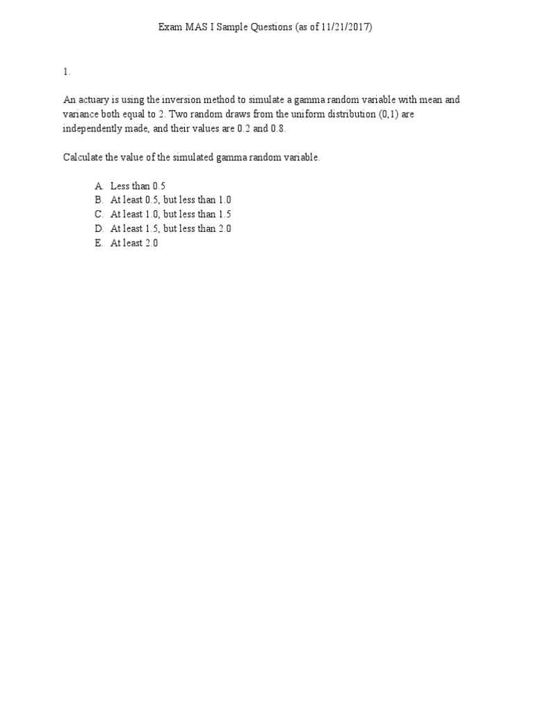 MAS-I Sample Questions | PDF | Mean Squared Error | Cross Validation (Statistics)