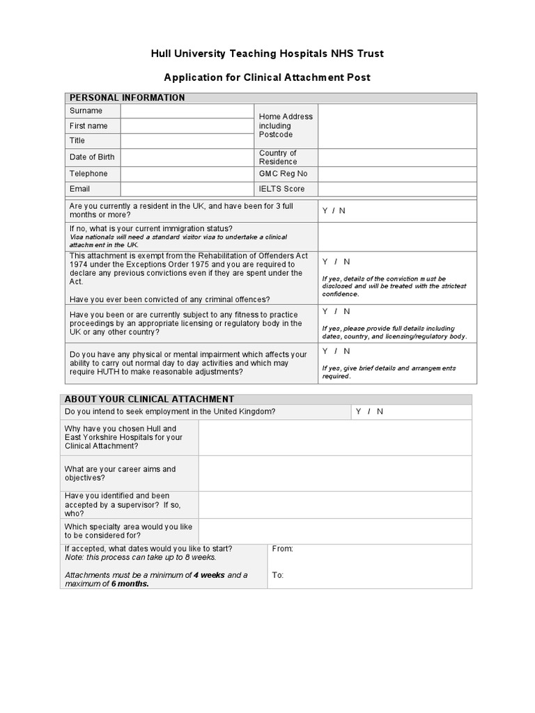 Clinical Attachment Application Form | PDF | Government | Justice