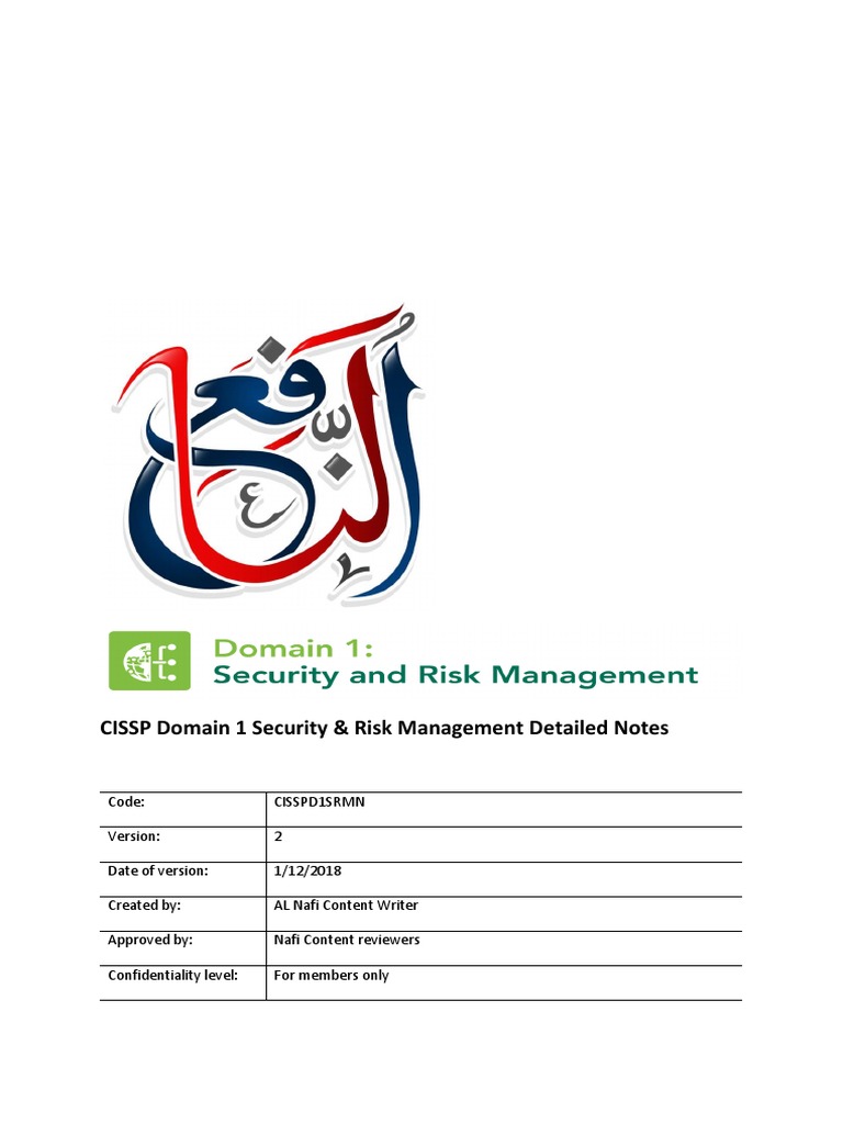 CISSP Domain 1 Security & Risk Management Detailed Notes | PDF ...