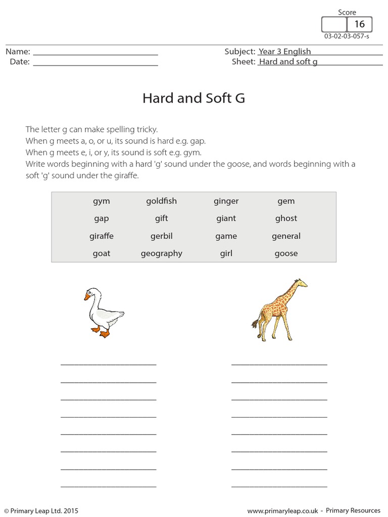 Letter G Soft or Hard | PDF