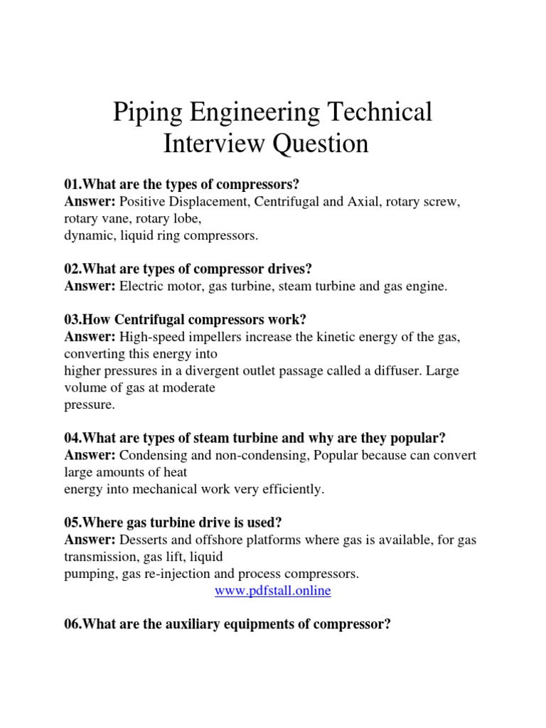 Piping Engineering Interview Guide | PDF | Valve | Pump