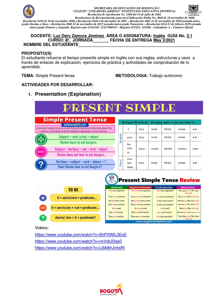 Guía Simple Present Tense | PDF