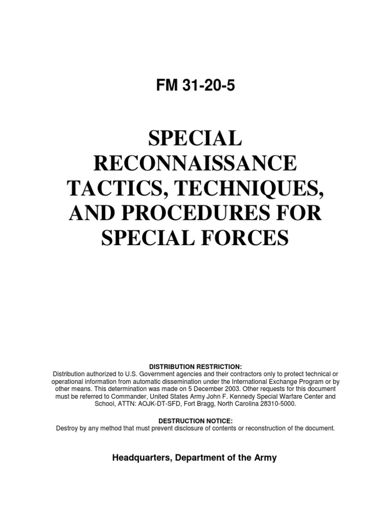 Special Reconnaissance Tactics, Techniques, And Procedures For Special ...
