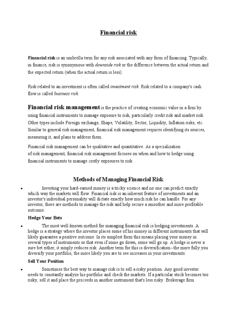Financial Risk | PDF | Financial Risk | Interest
