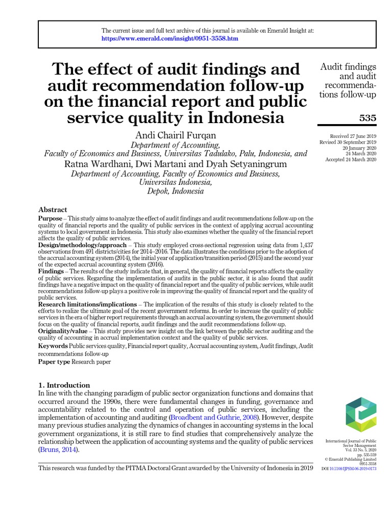 Effect of Audit Findings and Audit Recommendation | PDF | Internal ...