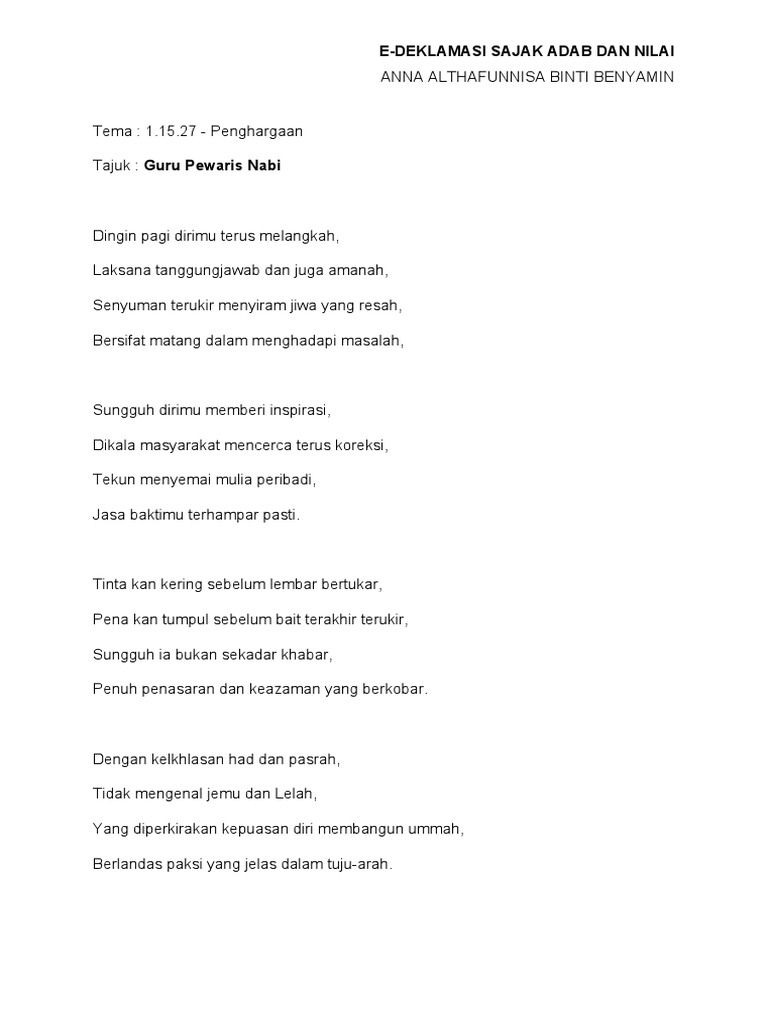 Sajak Guru Pewaris Nabi | PDF