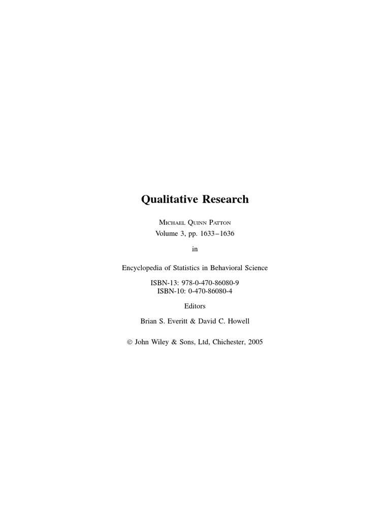 Qualitative Research Methods for Program Evaluation | PDF | Qualitative ...
